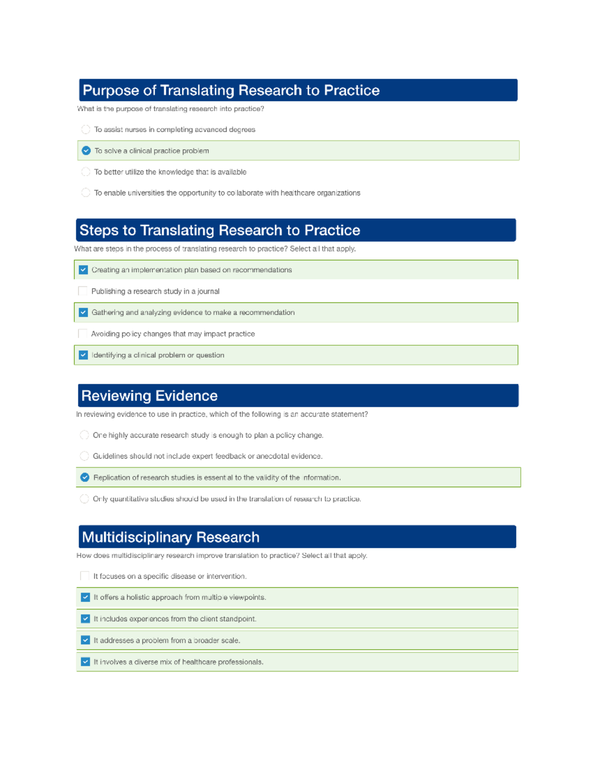 Translating Research to Practice - NR-442 - Chamberlain University - Studocu