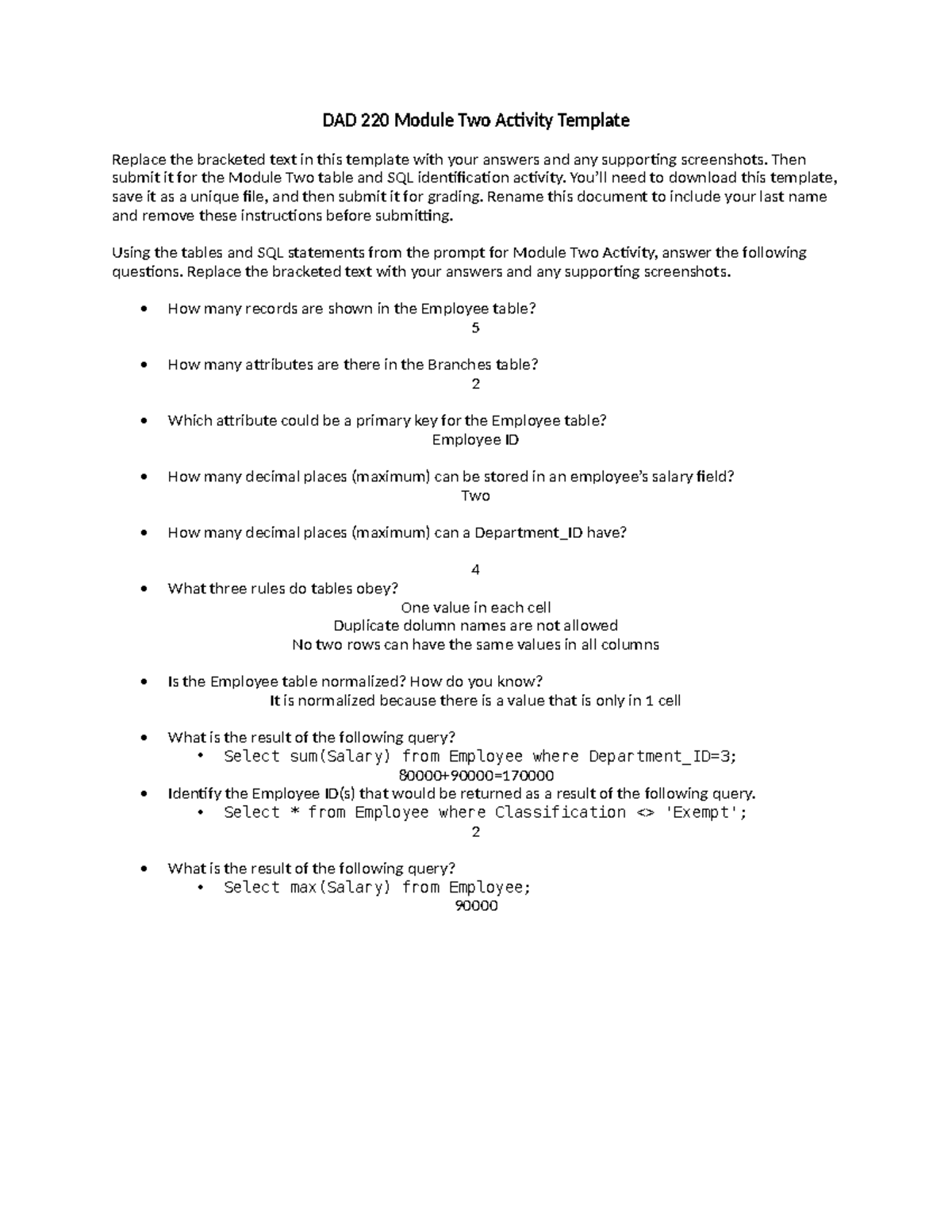 DAD 220 Module Two Activity Template Brandon Duffeck - DAD 220 Module Two Activity Template ...