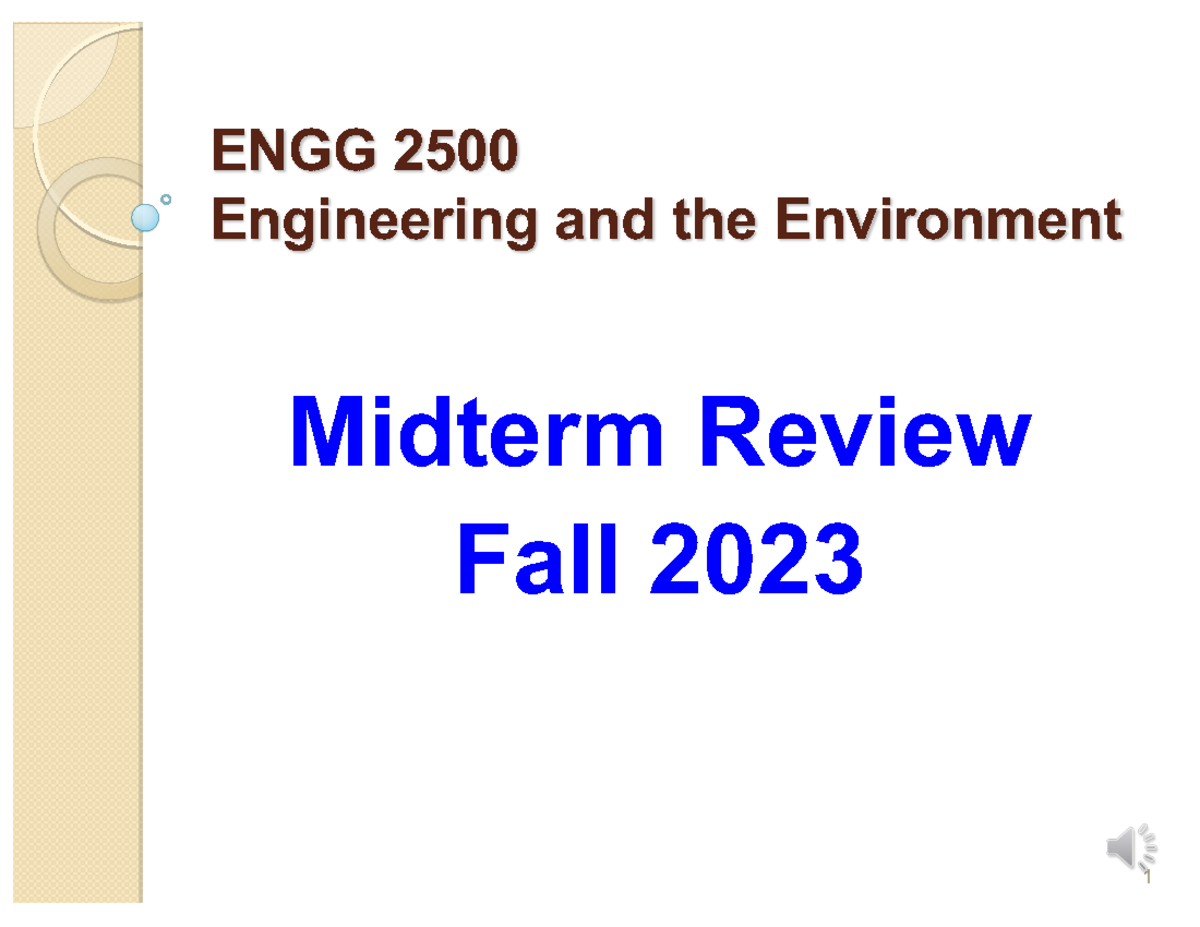 Midterm Review - Thanks - ENGG 2500 Engineering and the Environment ...