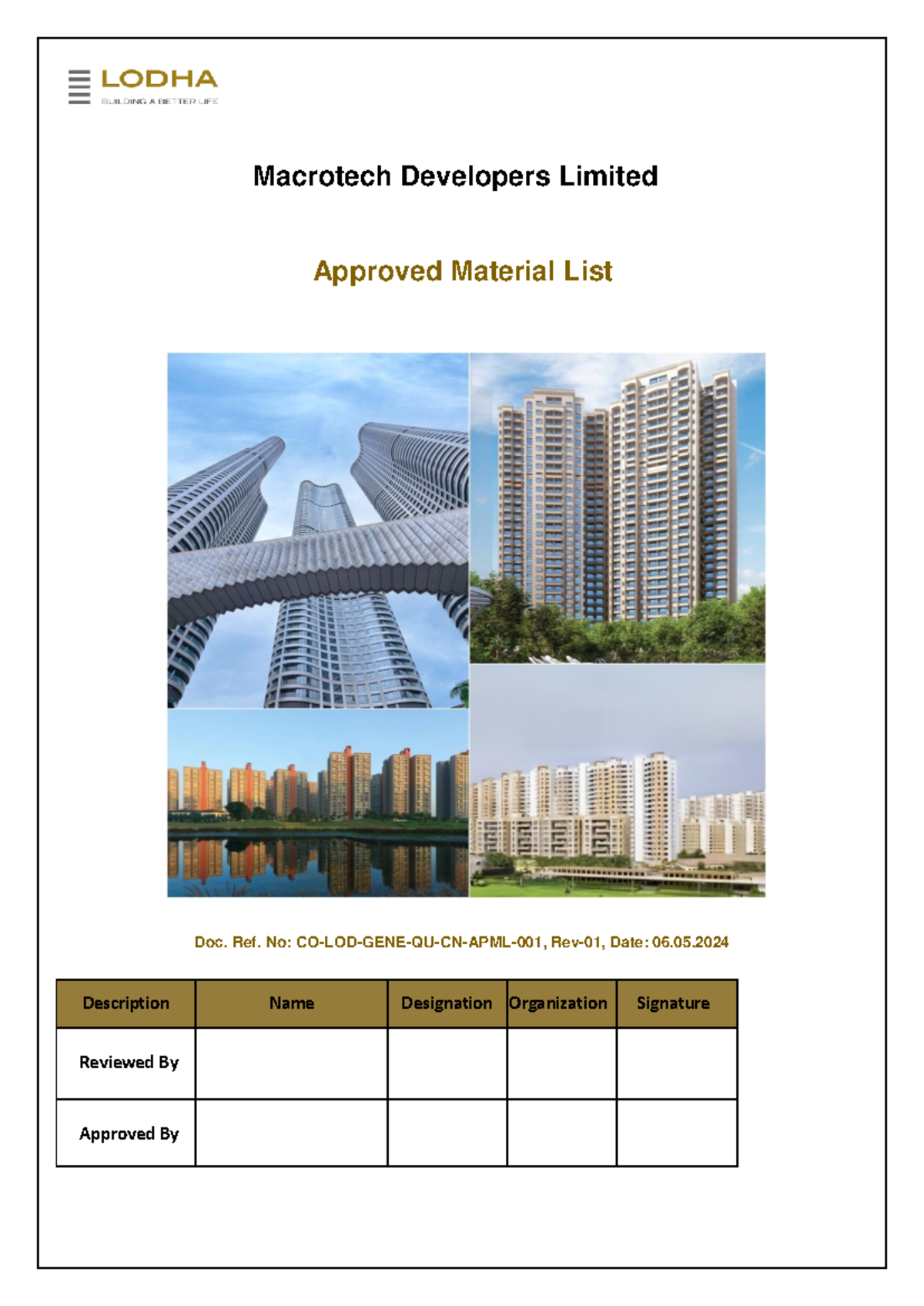 Approved material list final - Macrotech Developers Limited Approved ...
