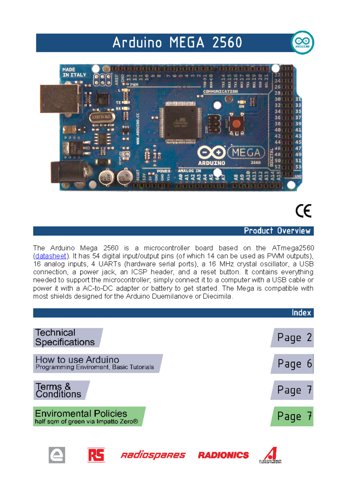 Arduino MEGA 2560 cheatsheet - The Arduino Mega 2560 is a ...