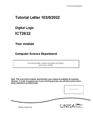 ICT2622 - 2022 - Assignment 2 - Questions - ICT2622/103/0/ Tutorial Letter 103/0/ Object ...