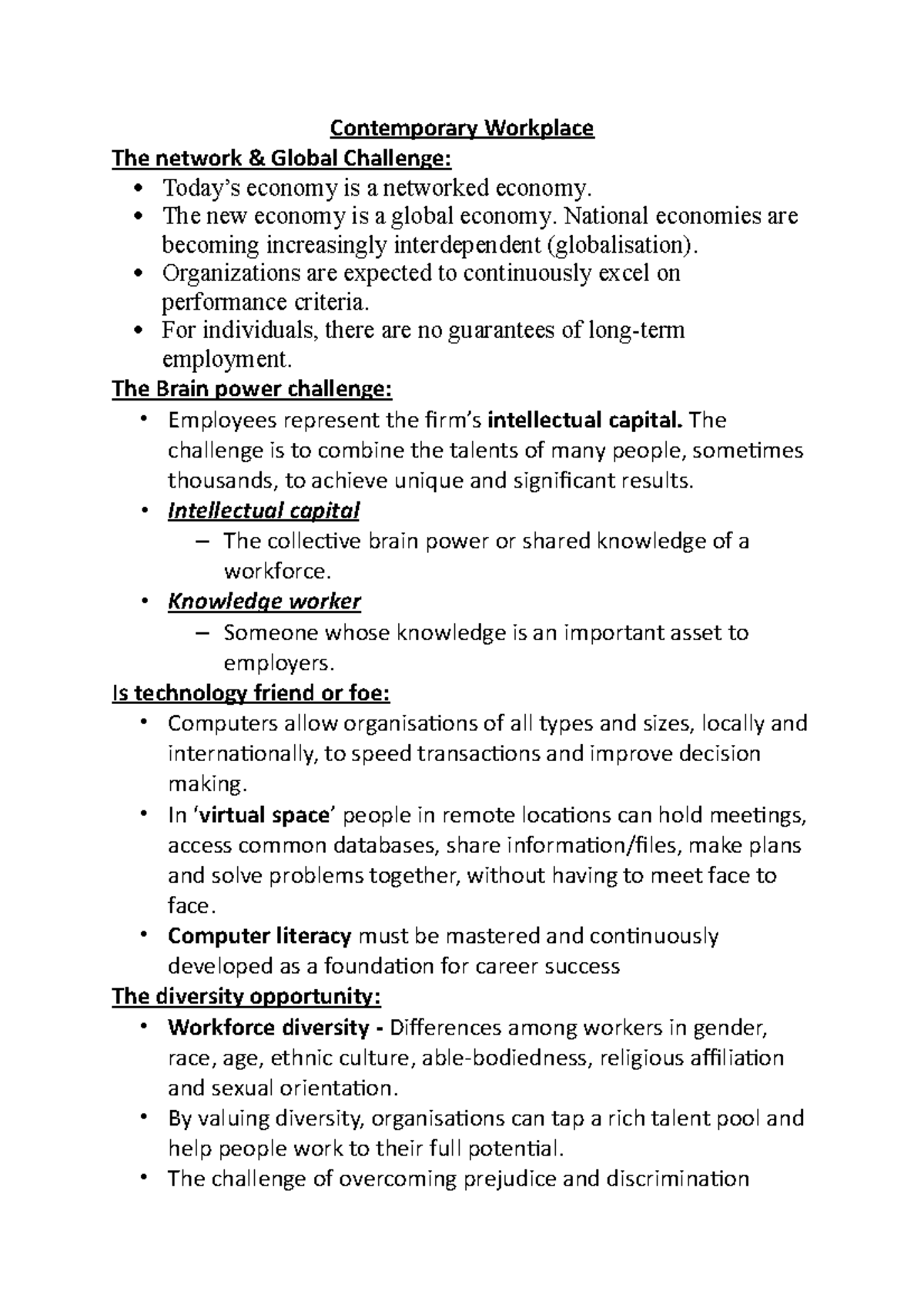 Contemporary Workplace notes - Contemporary Workplace The network ...