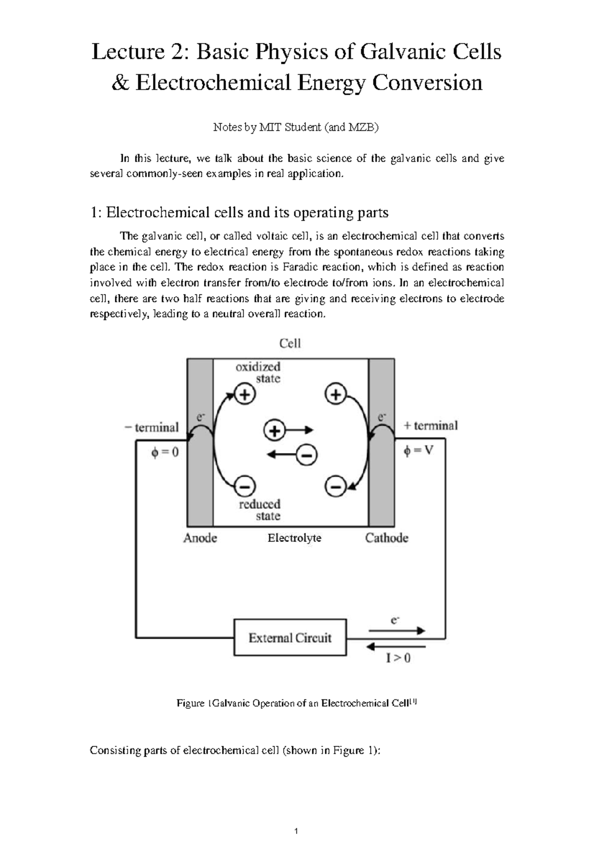 Basic Physics of Galvanic Cells - 1: Electrochemical cells and its ...