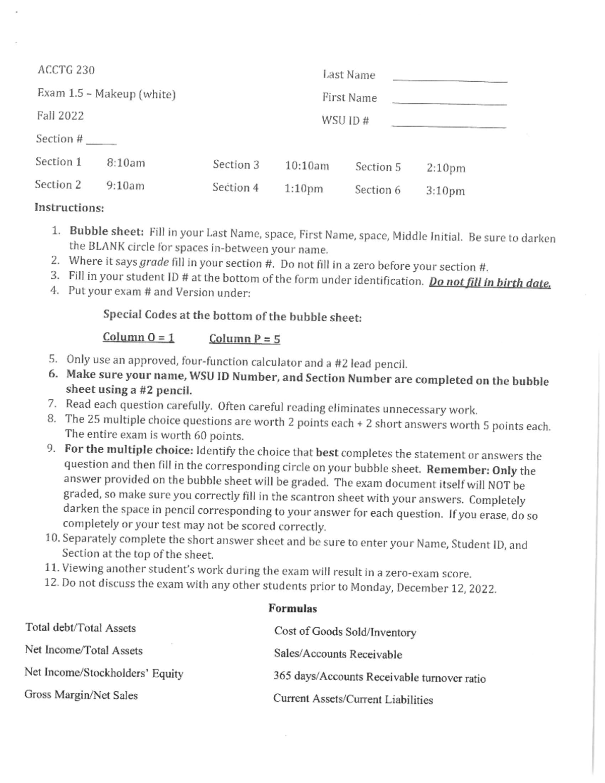 230 Fall 2022 Exam 1-1a - Study for exam 1 - ACCTG 230 - Studocu