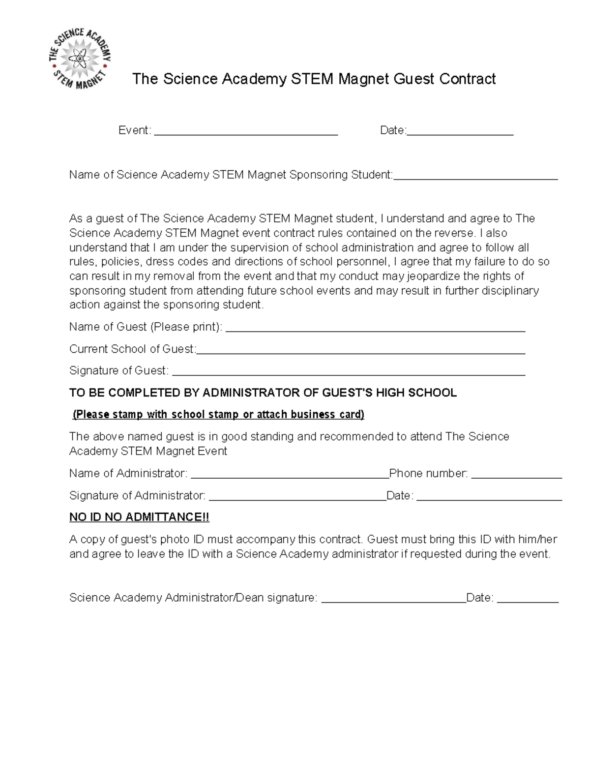 The Science Academy STEM Magnet Guest Contract (1) - The Science ...