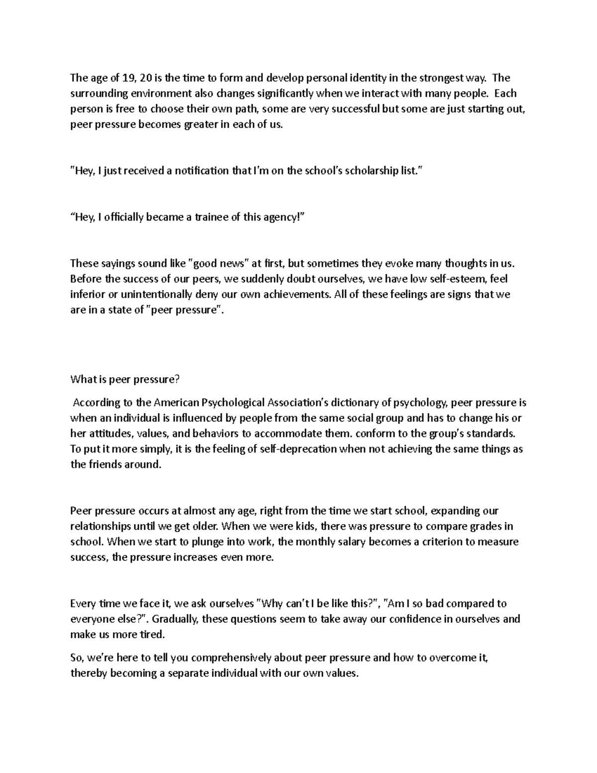 Speaking 19 - that it need to you - The age of 19, 20 is the time to ...