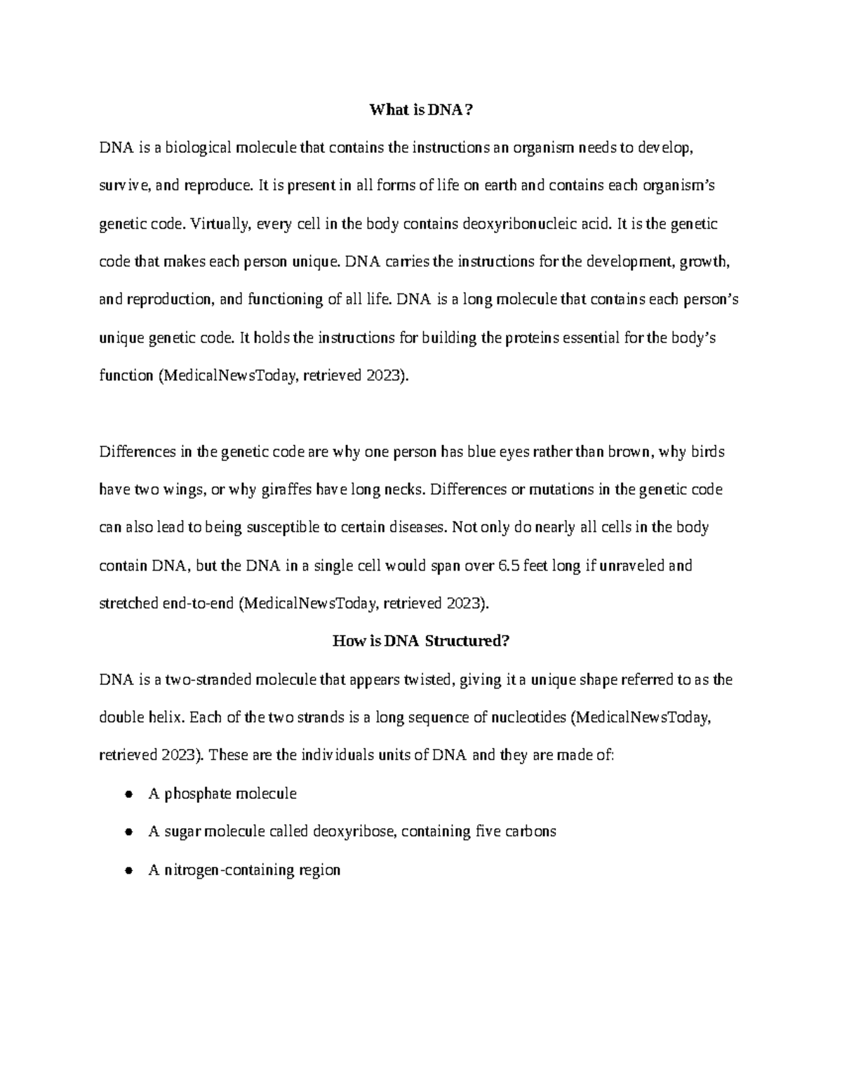 Studocu Biology Notes on DNA - Google Docs - What is DNA? DNA is a ...