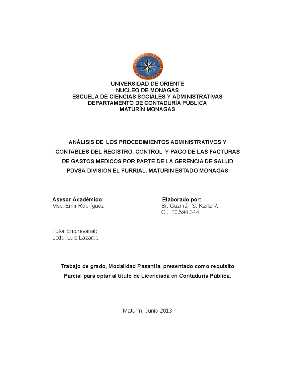 Tesis udo - MATERIAL DE APOYO - UNIVERSIDAD DE ORIENTE NUCLEO DE ...