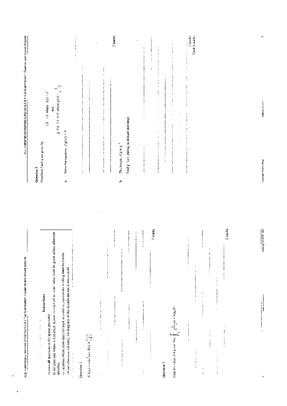 2019 Maths Methods Practice Questions - VCE Mathematical Methods (CAS ...