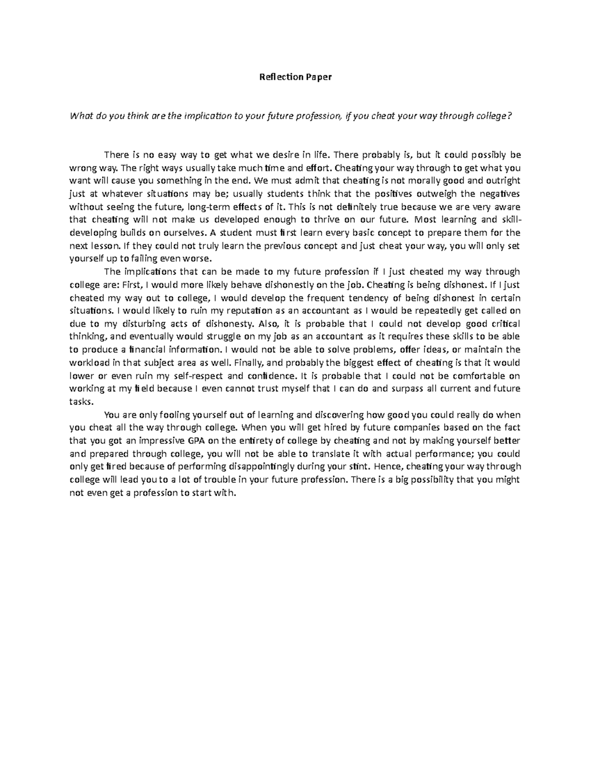 #Reflection Paper 1 What is Ethics Reflection Paper What do you think ...