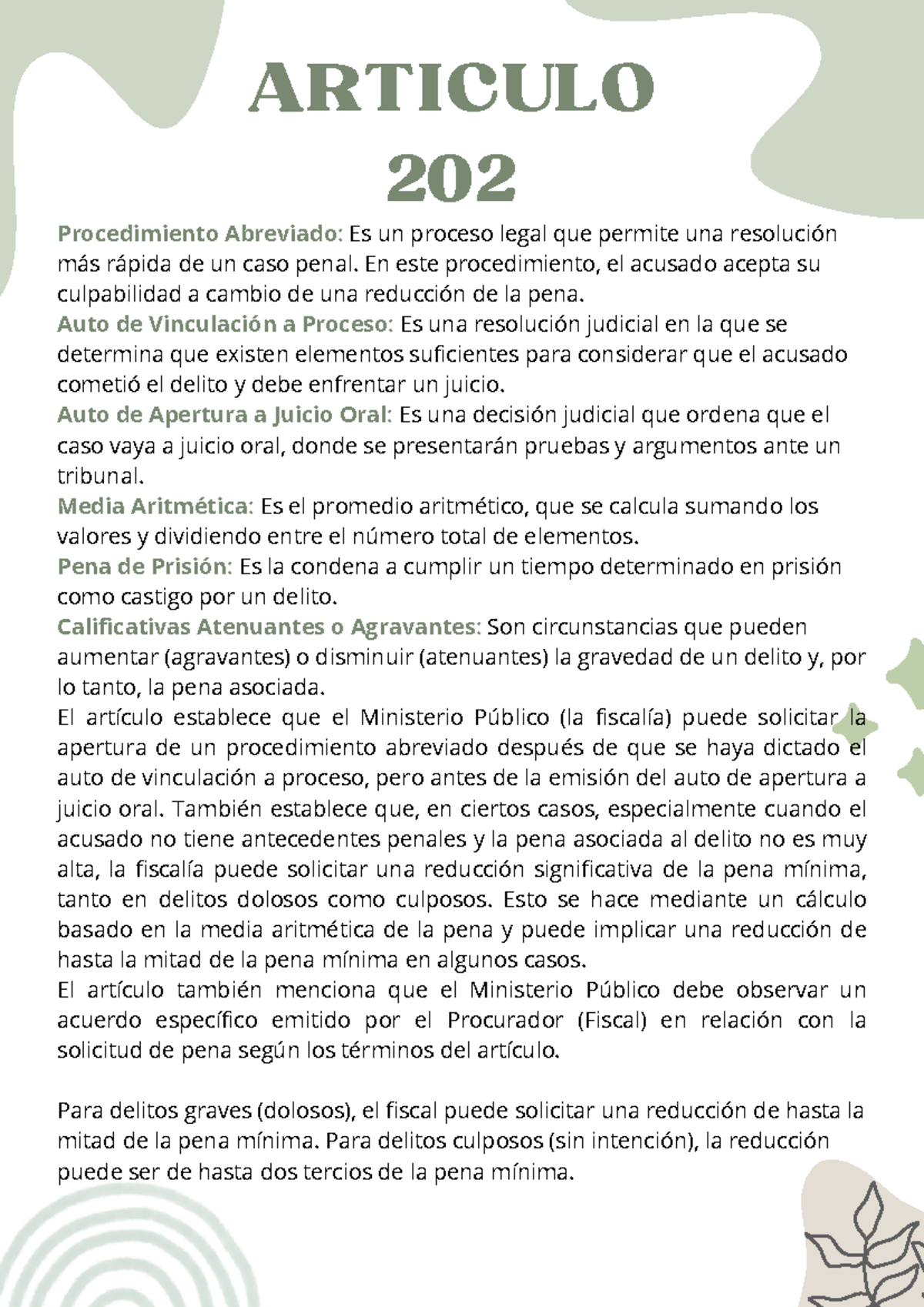 Reporte ART 202 - ARTICULO 202 Procedimiento Abreviado: Es un proceso ...