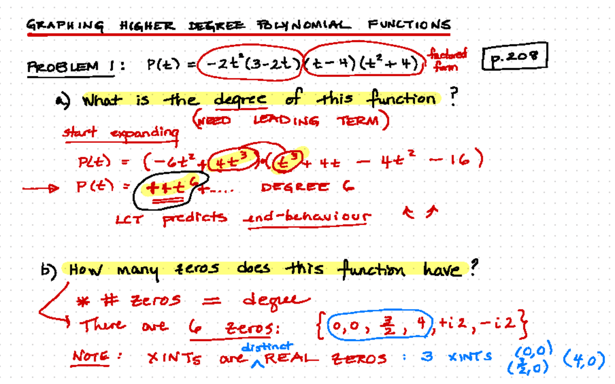 Mini Lecture On Graphing Higher Degree Polynomial Functions - - Studocu