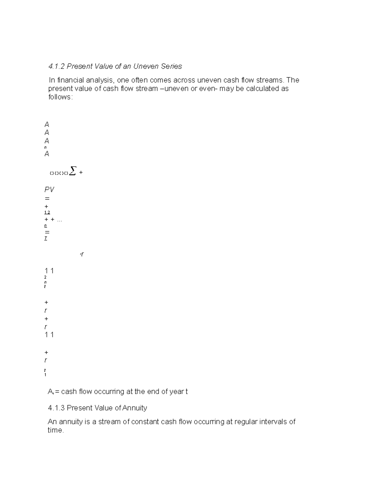 12 uneven series - lecture notes - 4.1 Present Value of an Uneven ...