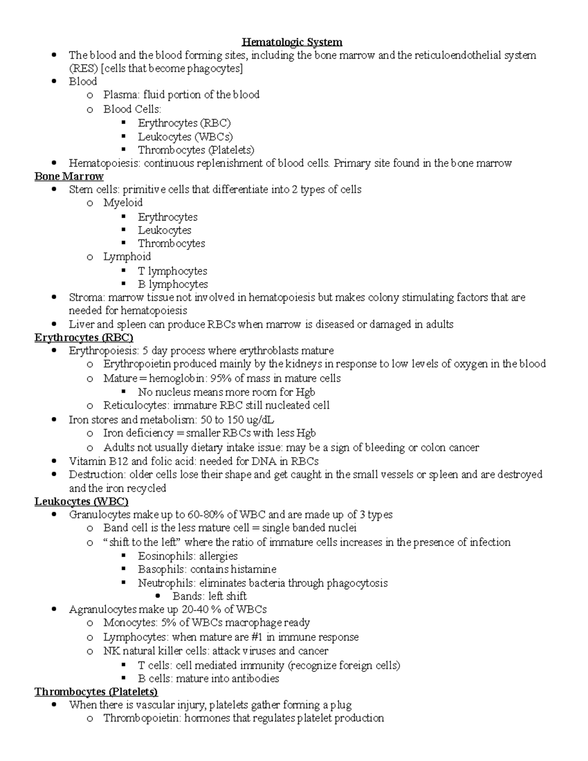 Hematology & Oncology - Hematologic System The blood and the blood ...