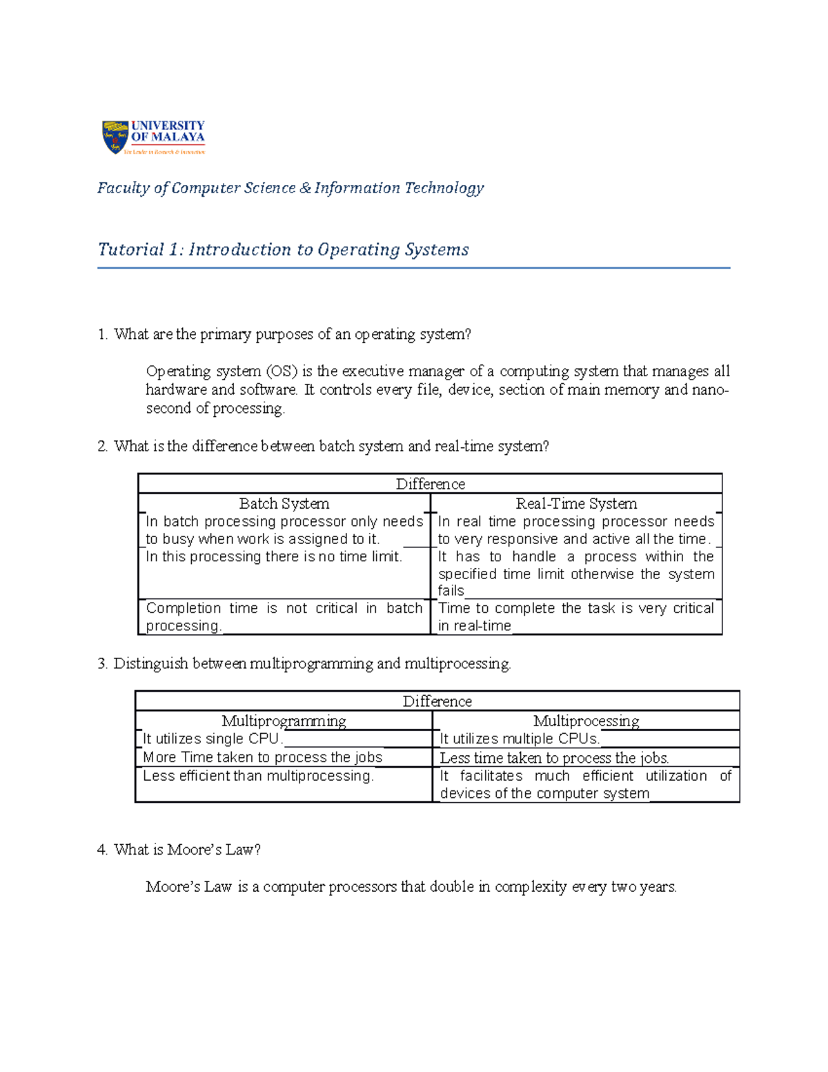 17207397 (OS) Tut1 - hope it was good - Faculty of Computer Science ...