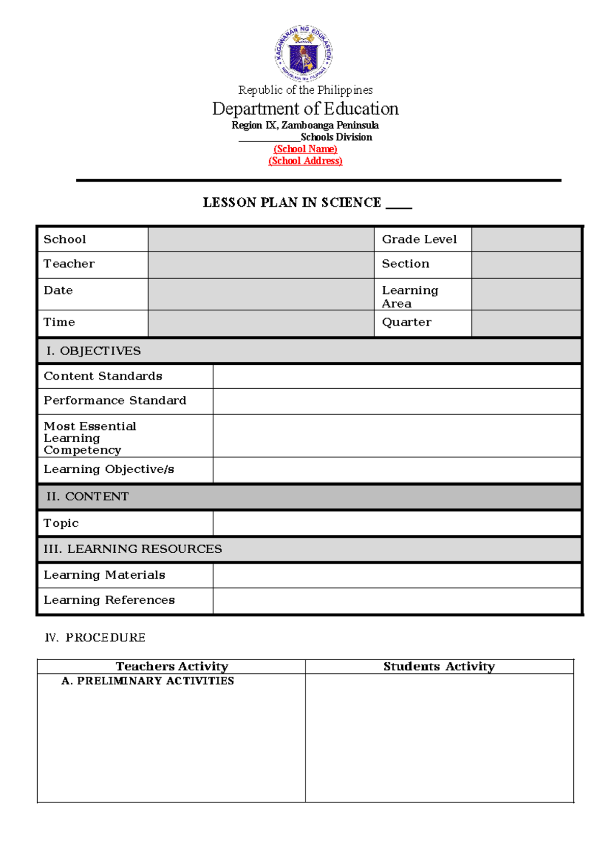 Gantalao Detailed Lesson PLAN - Republic of the Philippines Department ...