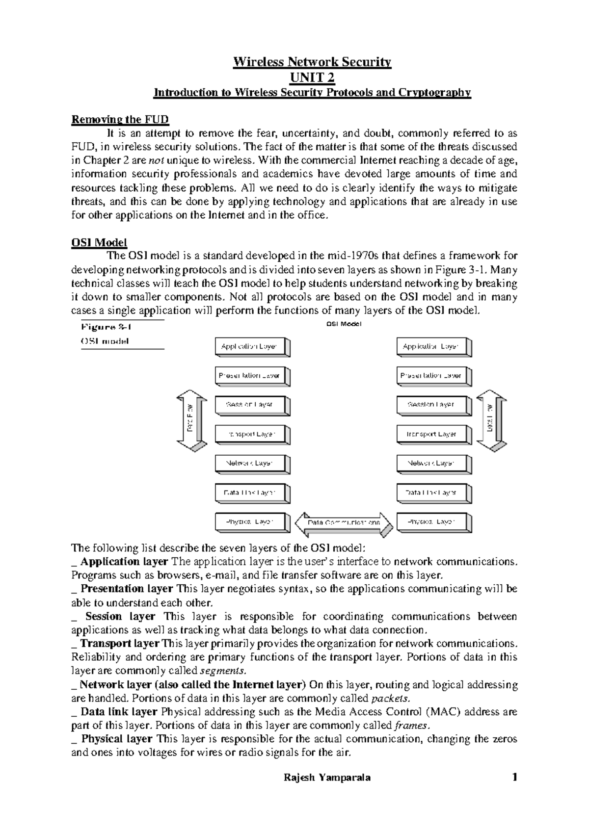 WNS Unit 2 - WNS unit-2 - Wireless Network Security UNIT 2 Introduction to Wireless Security ...