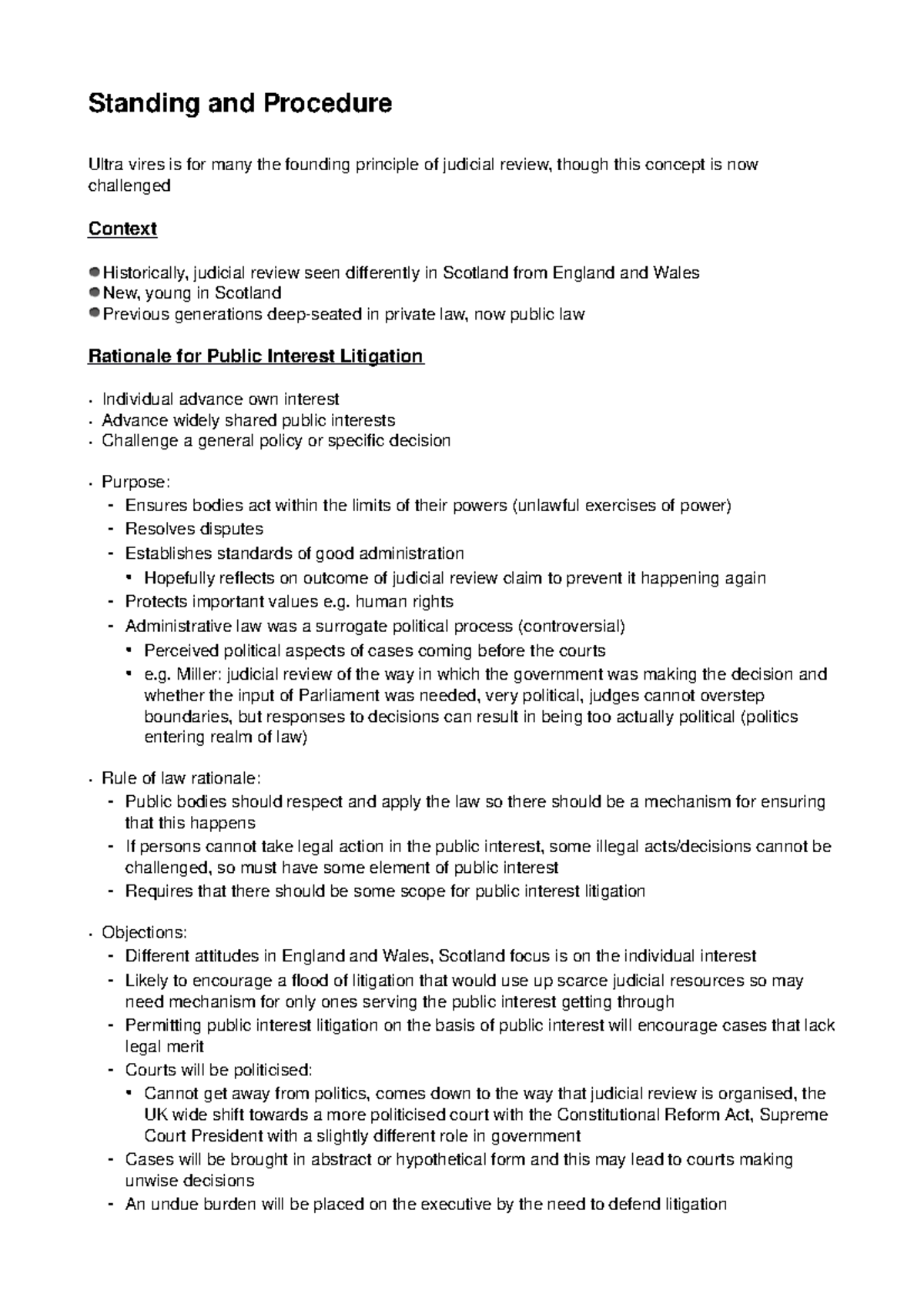 4. Standing & Procedure - LAW2010 - Studocu