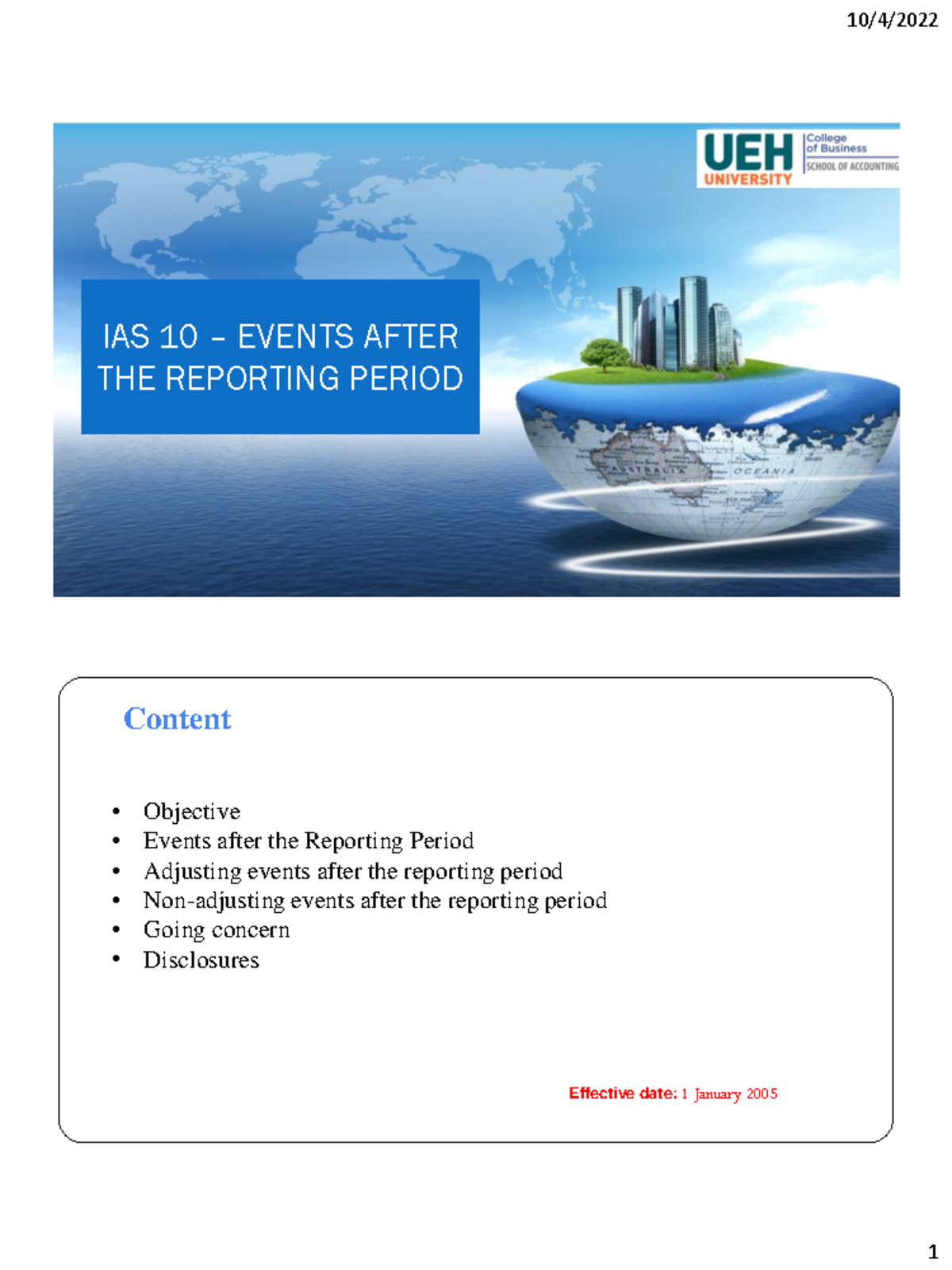 Pdf - Events after the reporting period IAS 10 - IAS 10 – EVENTS AFTER THE REPORTING PERIOD ...