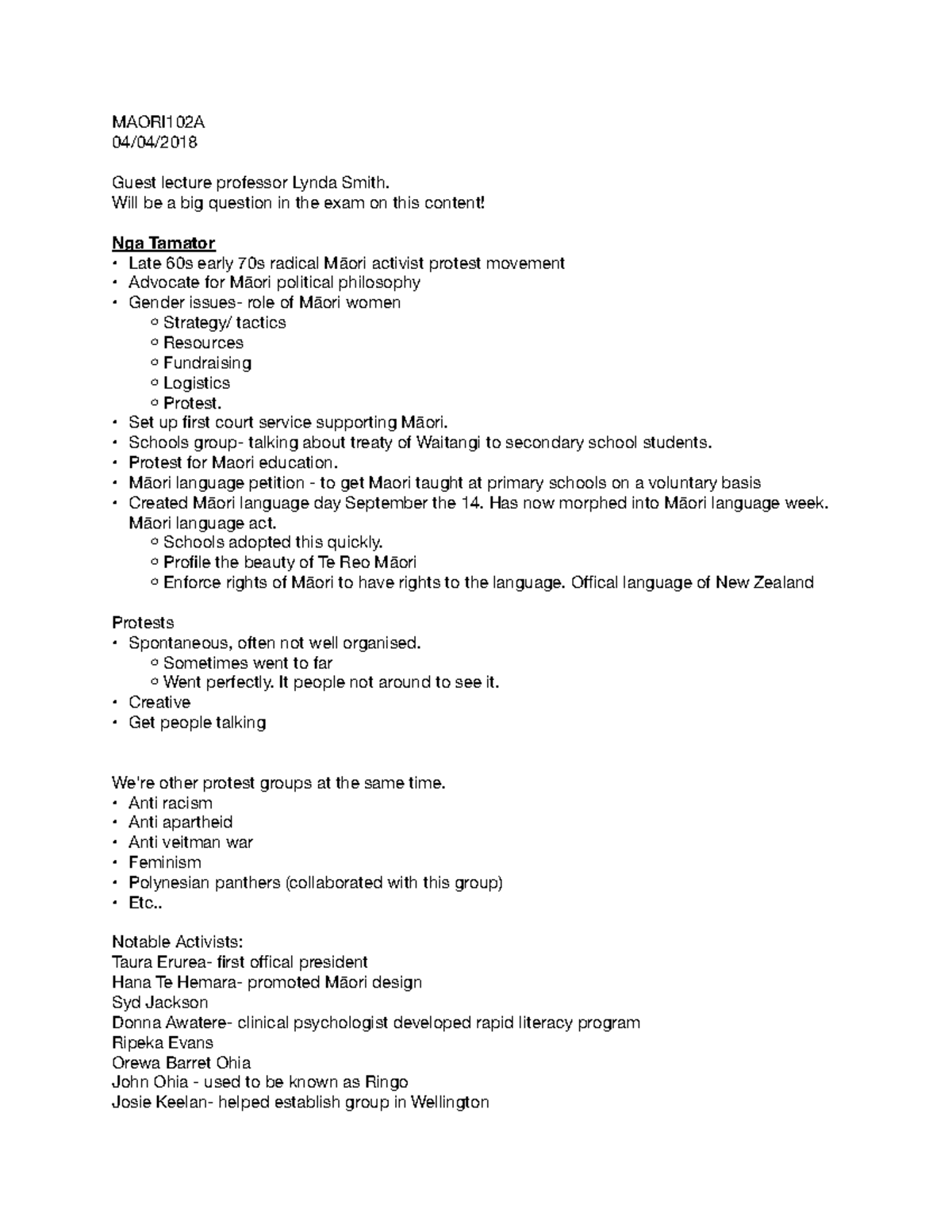 Maori102 A 4 04 2018 Lecture Notes 8 Warning Error During Font Loading Xmlrequest Is