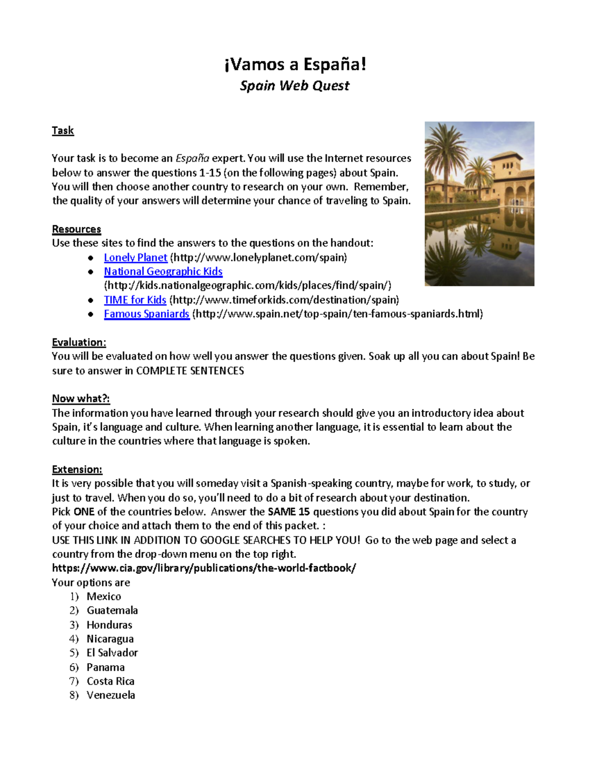 Kami Export - Gizel Cuevas - Spanish Webquest - ¡Vamos a España! Spain ...