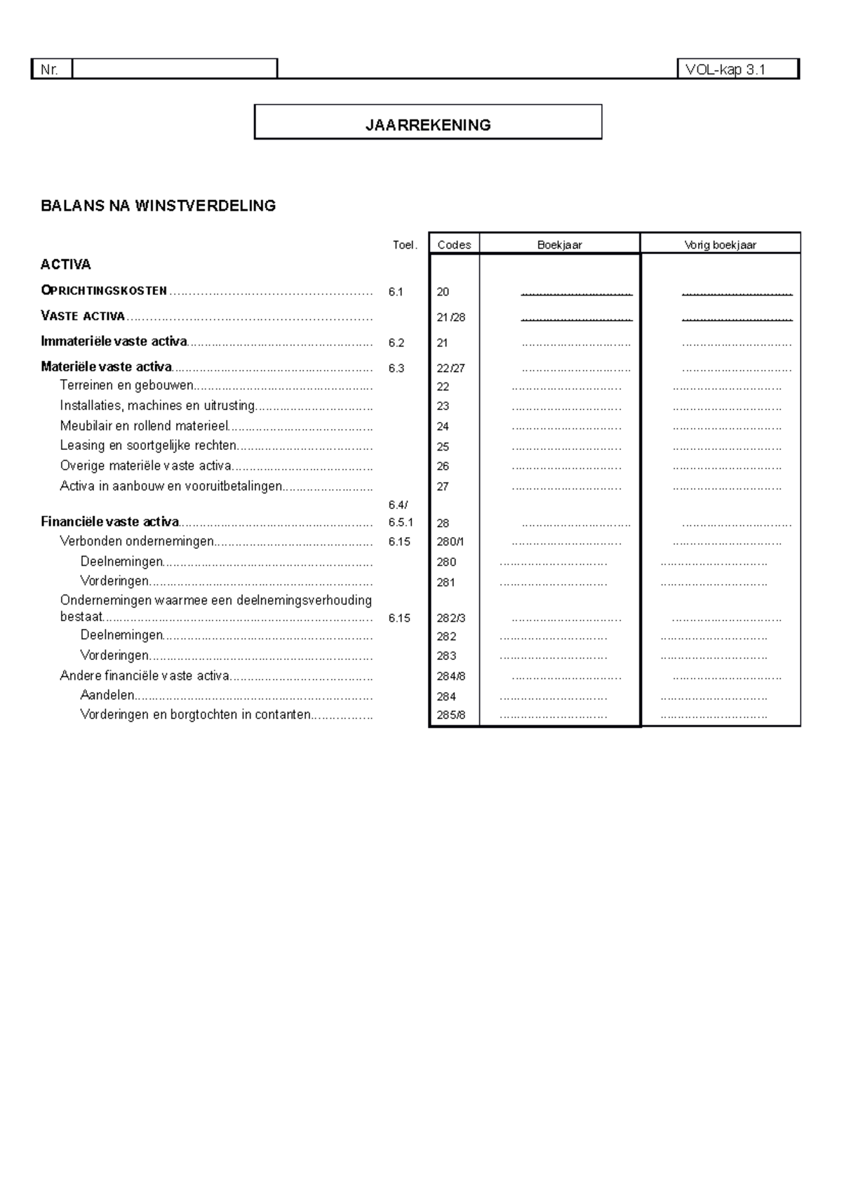 Uittreksel Volledig Schema(1) - Nr. VOL-kap 3. JAARREKENING BALANS NA ...
