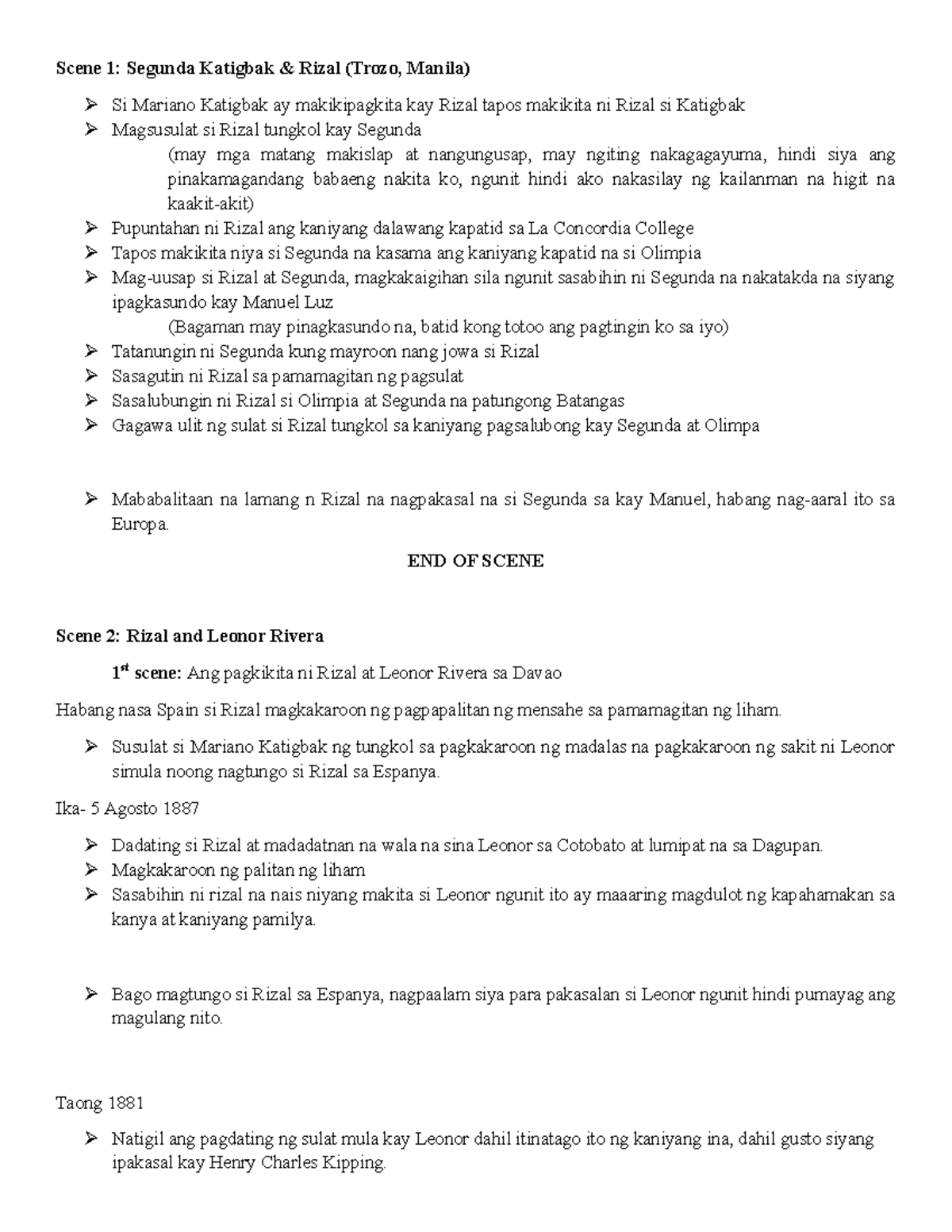 LOVE Scene - Script of Rizal - Scene 1: Segunda Katigbak & Rizal (Trozo ...