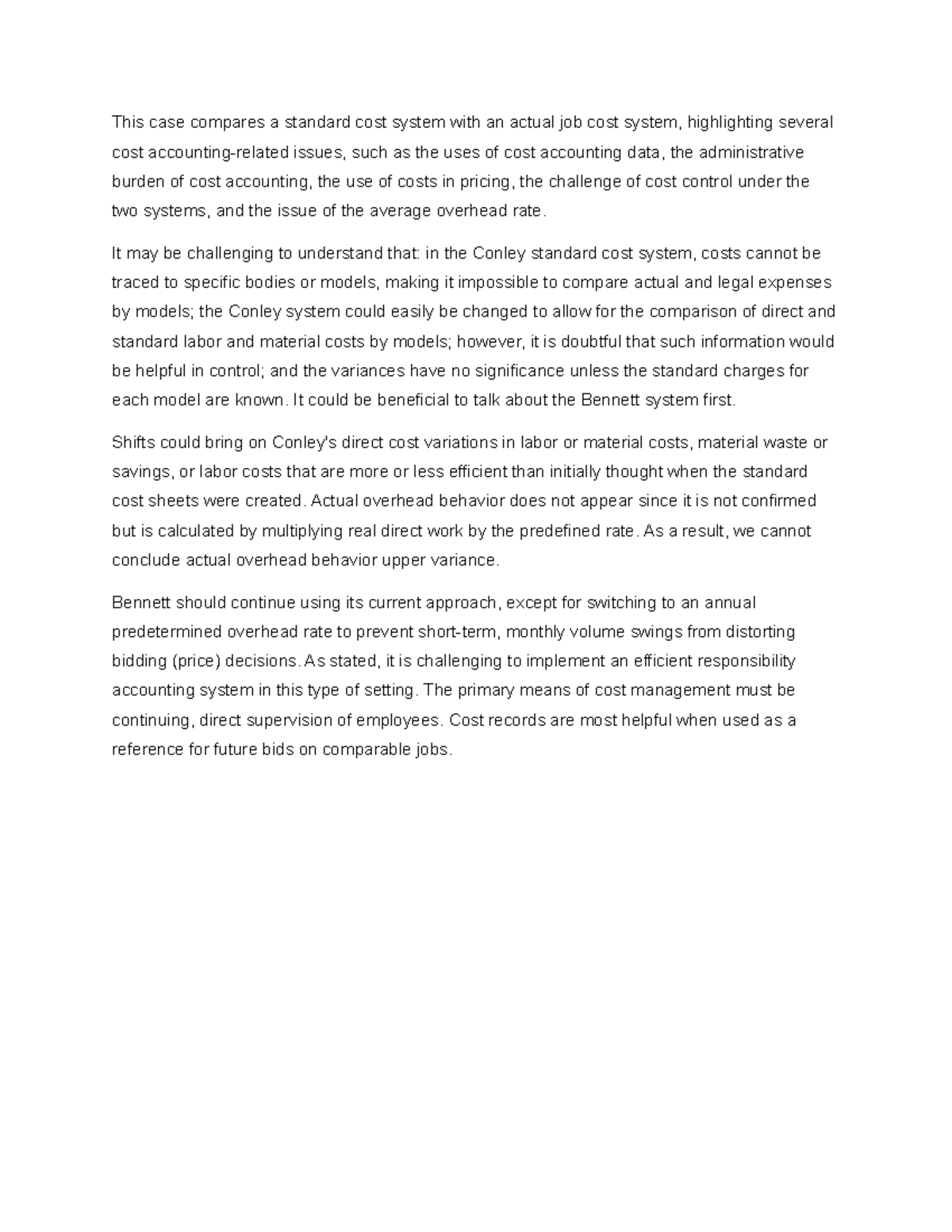 Essay-ACC-121 - An essay about Bennet Company - This case compares a ...