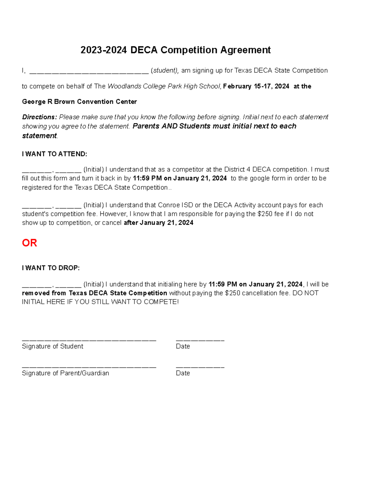 2024 DECA State Competition Agreement - 2023-2024 DECA Competition ...