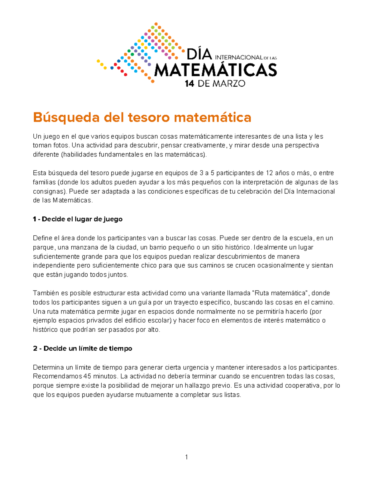 Idm scavenger hunt es - Nnn - Búsqueda del tesoro matemática Un juego ...