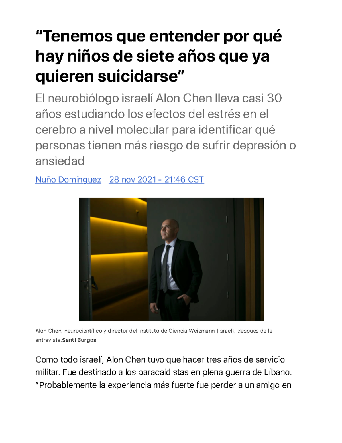 Alon Chen- “Tenemos que entender por qué hay niños de siete años que ya ...