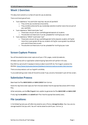 ICT10013 Pass Task 2-1 - Pass Task 2 This document contains a number of tasks for you to attempt ...