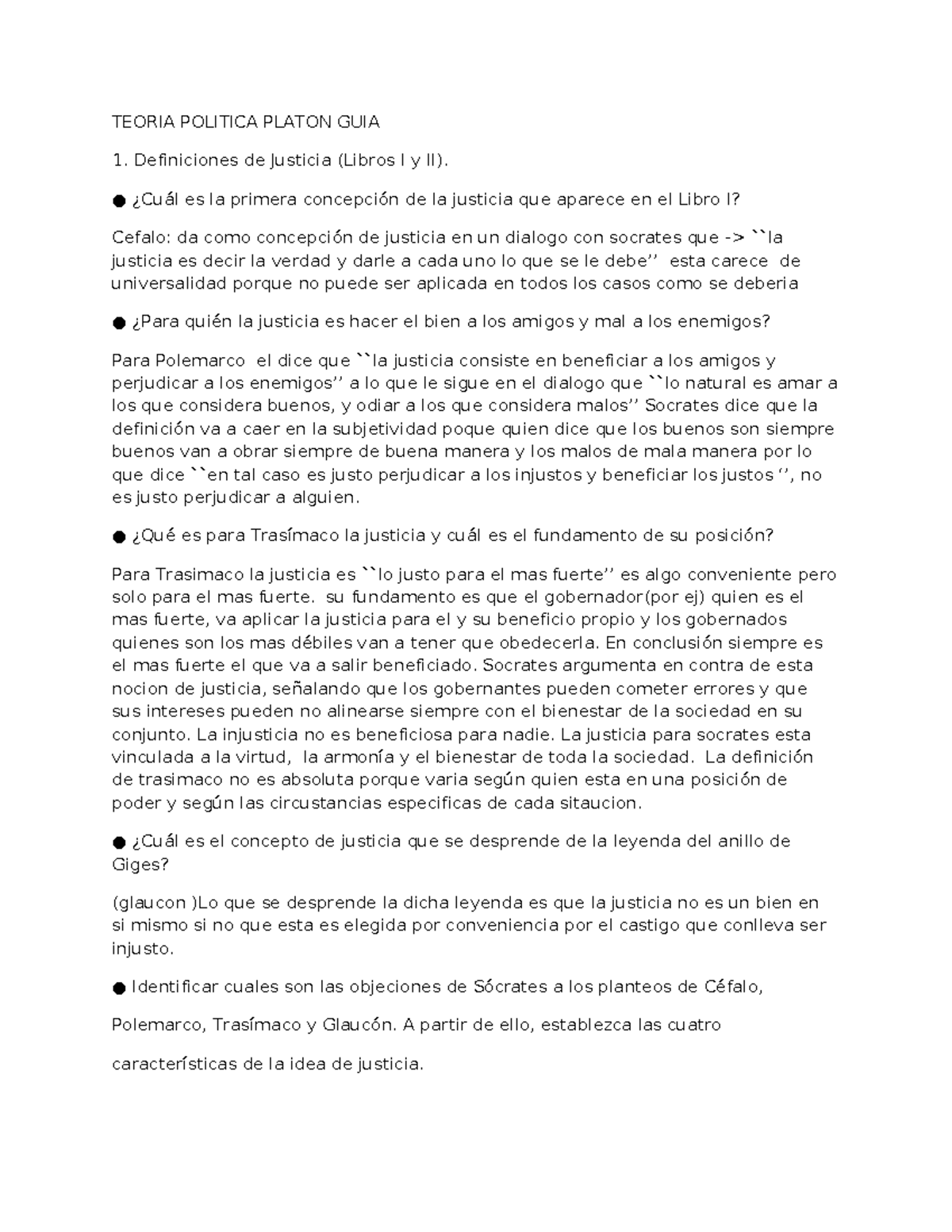 Teoria Politica Platon GUIA - TEORIA POLITICA PLATON GUIA Definiciones ...