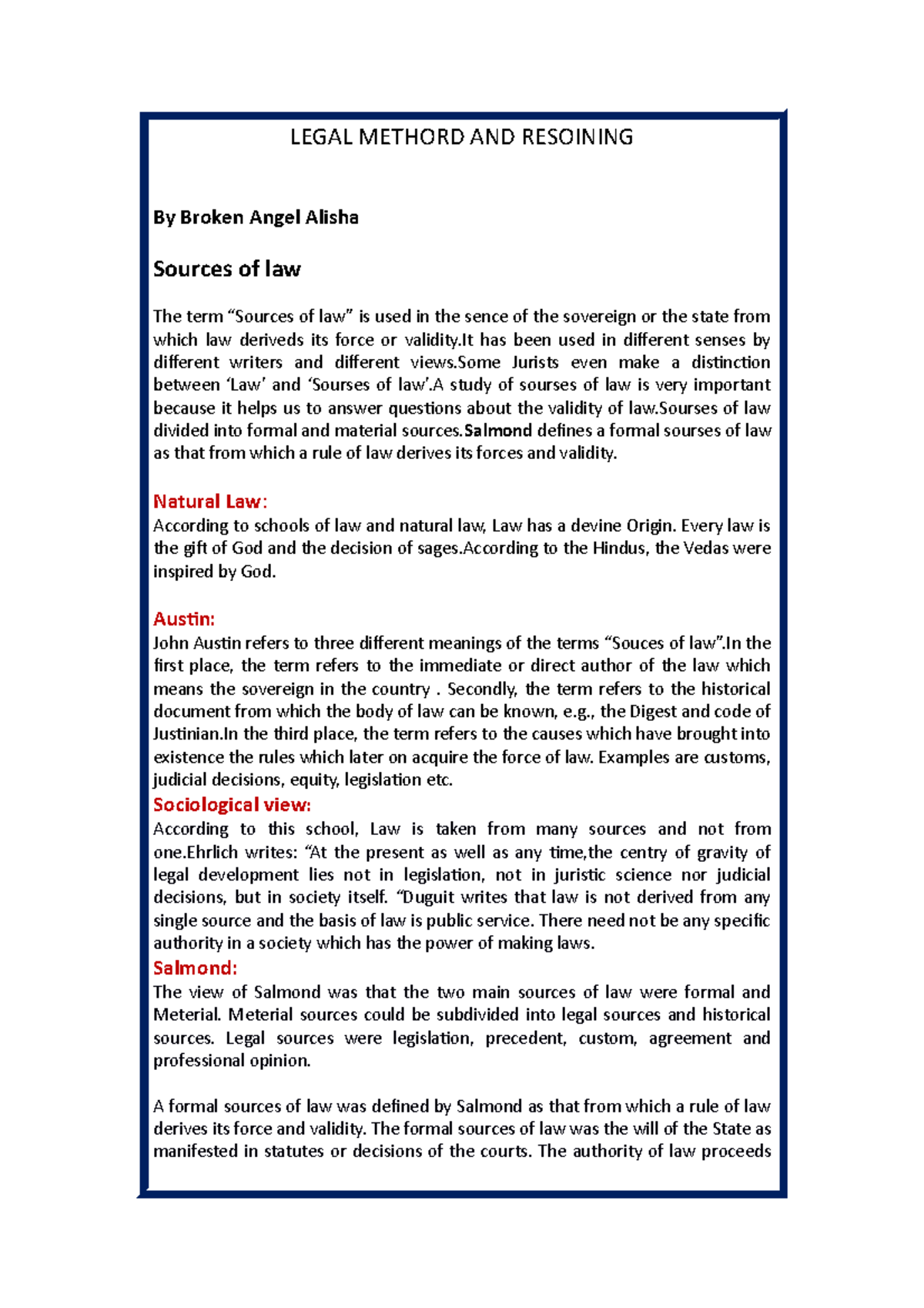 BA Alisha's legal module-2 note - LEGAL METHORD AND RESOINING By Broken ...