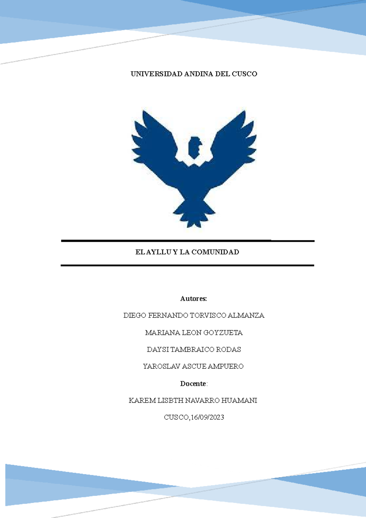 EL Ayllu Y LA Comunidad - UNIVERSIDAD ANDINA DEL CUSCO EL AYLLU Y LA ...
