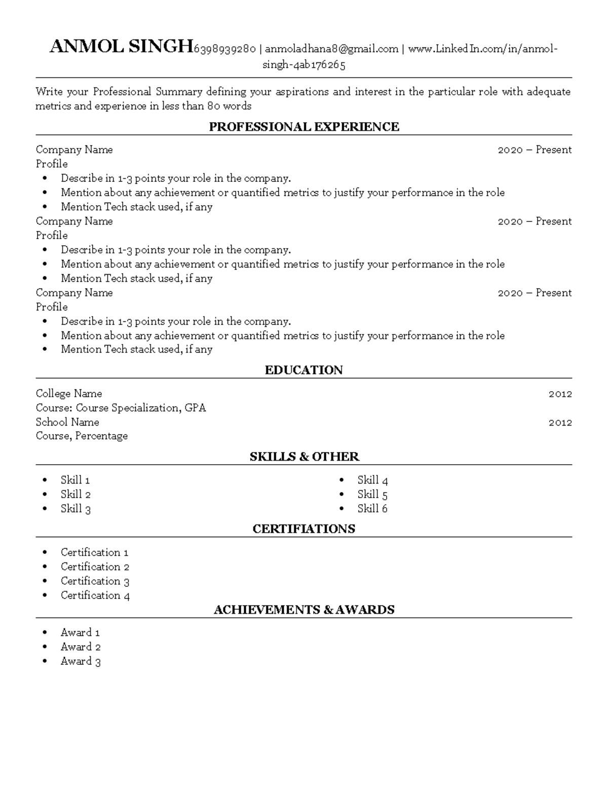Padhakku+Resume+Black+Template - ANMOL SINGH6398939280 | anmoladhana8@gmail | LinkedIn/in/anmol ...