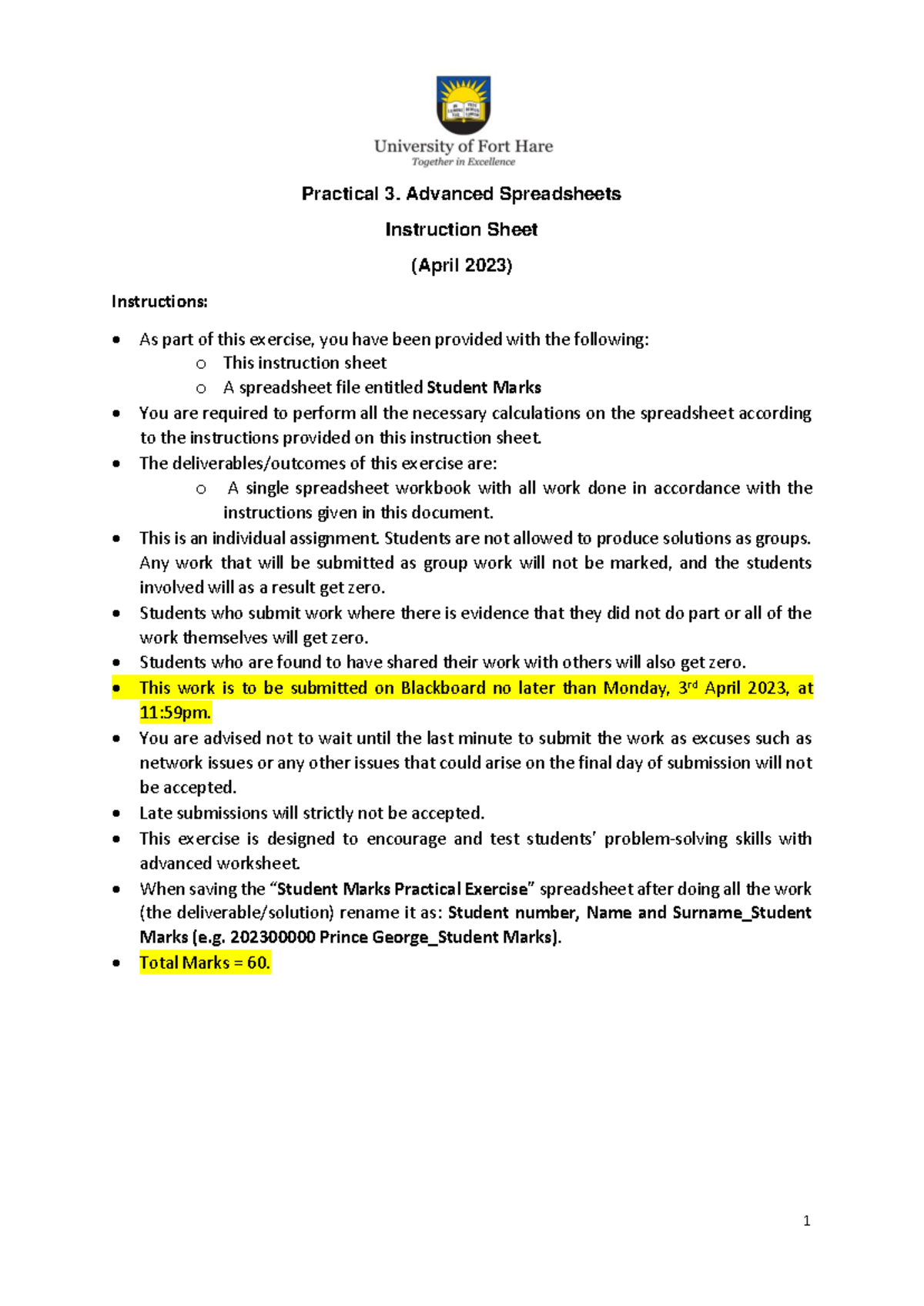Practical 3 Instructions - CLT 111E - UFH - Studocu