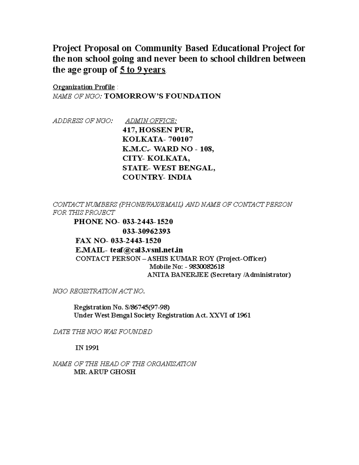 904 - Pdf - Project Proposal on Community Based Educational Project for ...