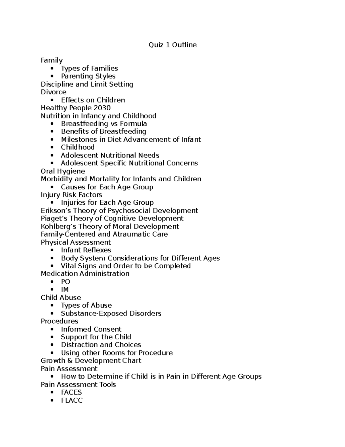 Quiz 1 Outline - Quiz 1 Outline Family Types of Families Parenting ...