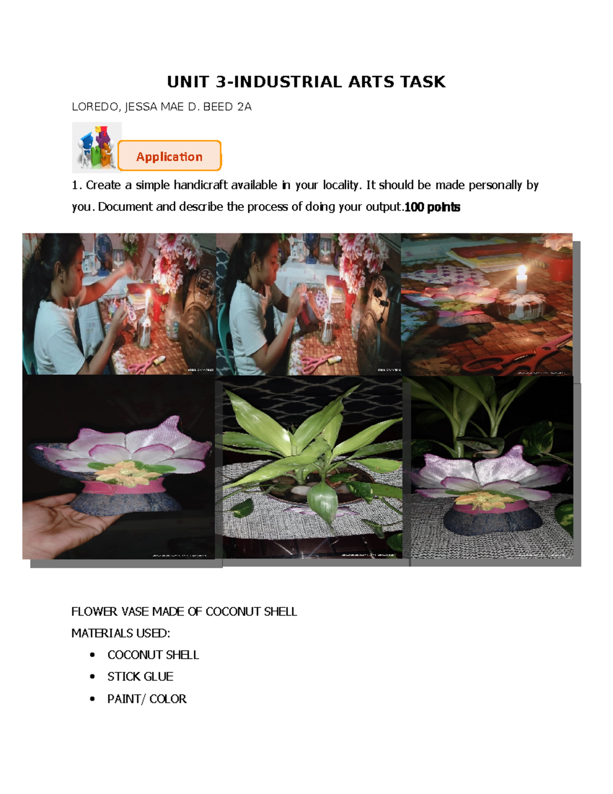 Loredo, Jessa MAE D. BEED 2A Industrial ARTS Output - UNIT 3-INDUSTRIAL ...