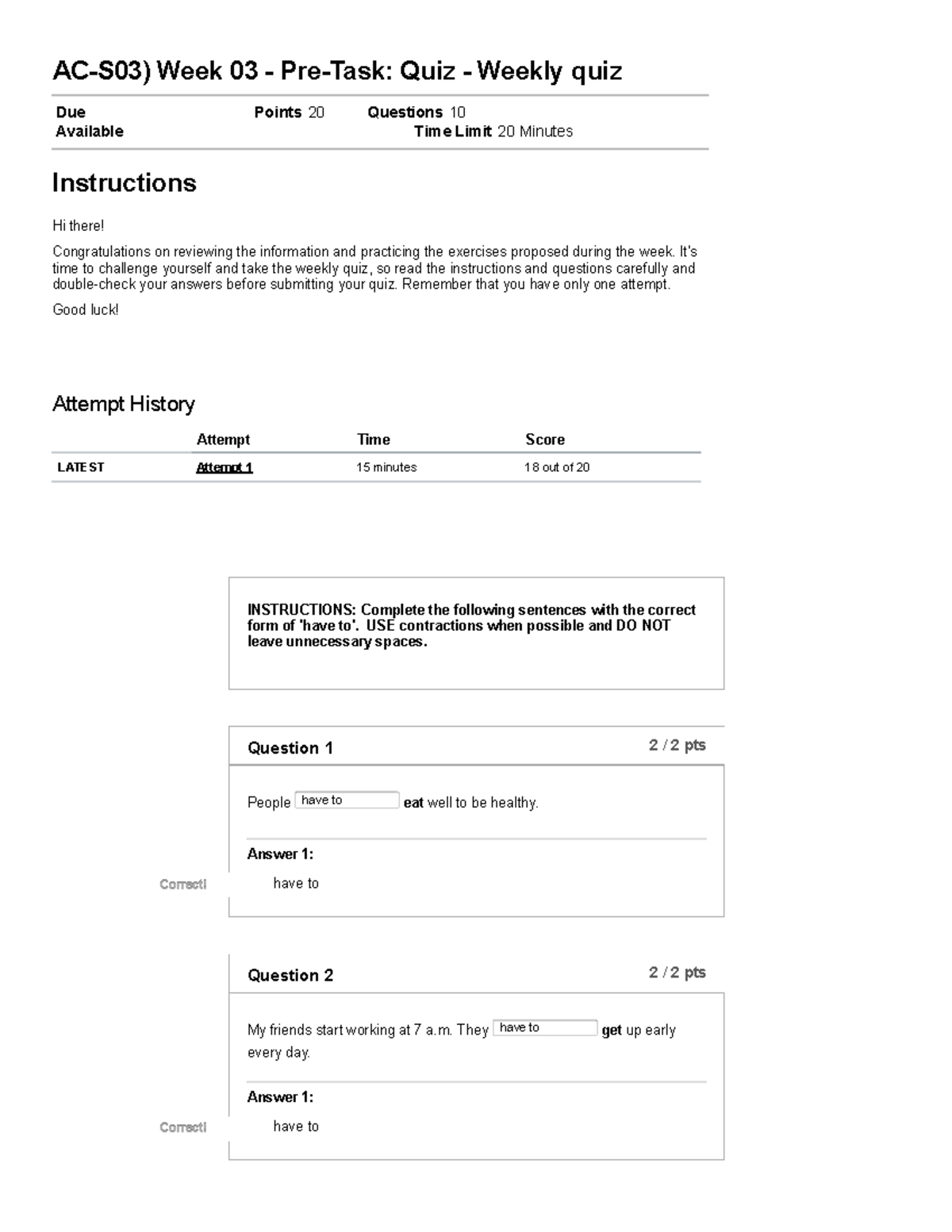 (AC-S03) Week 03 - Pre-Task Quiz - Weekly quiz - It's time to challenge ...