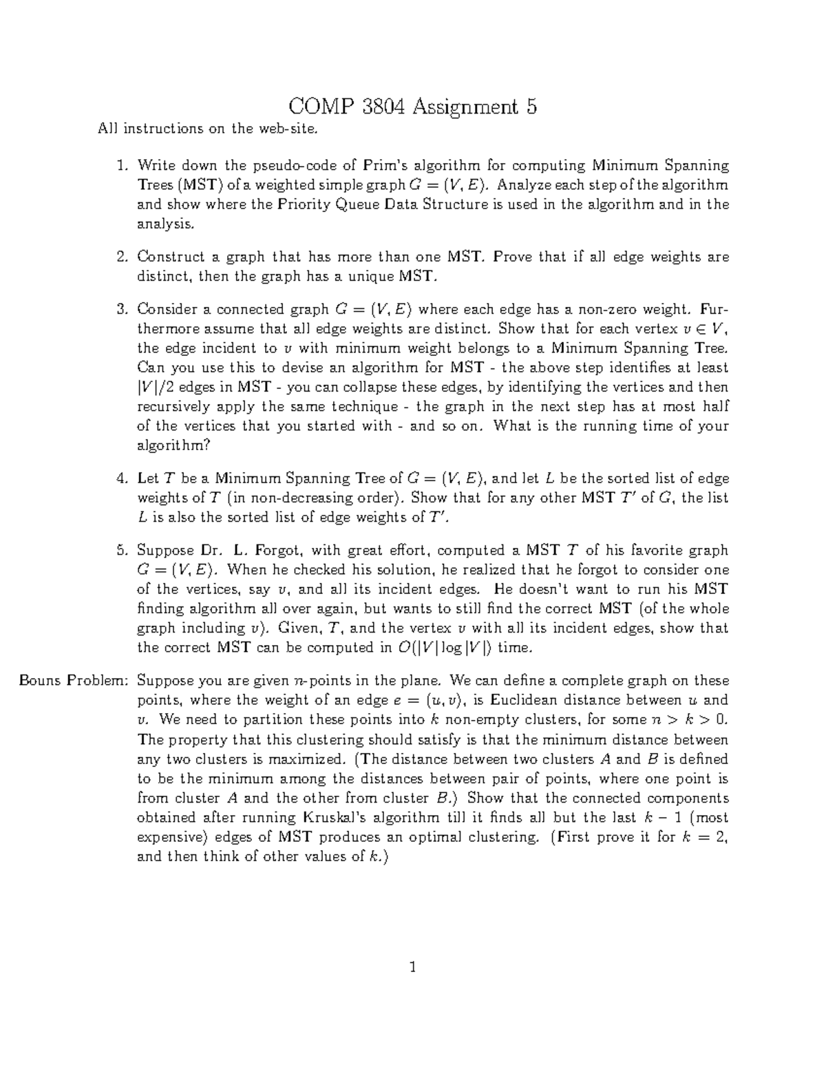 Mandatory Assignment 05 - COMP 3804 Assignment 5 All instructions on ...