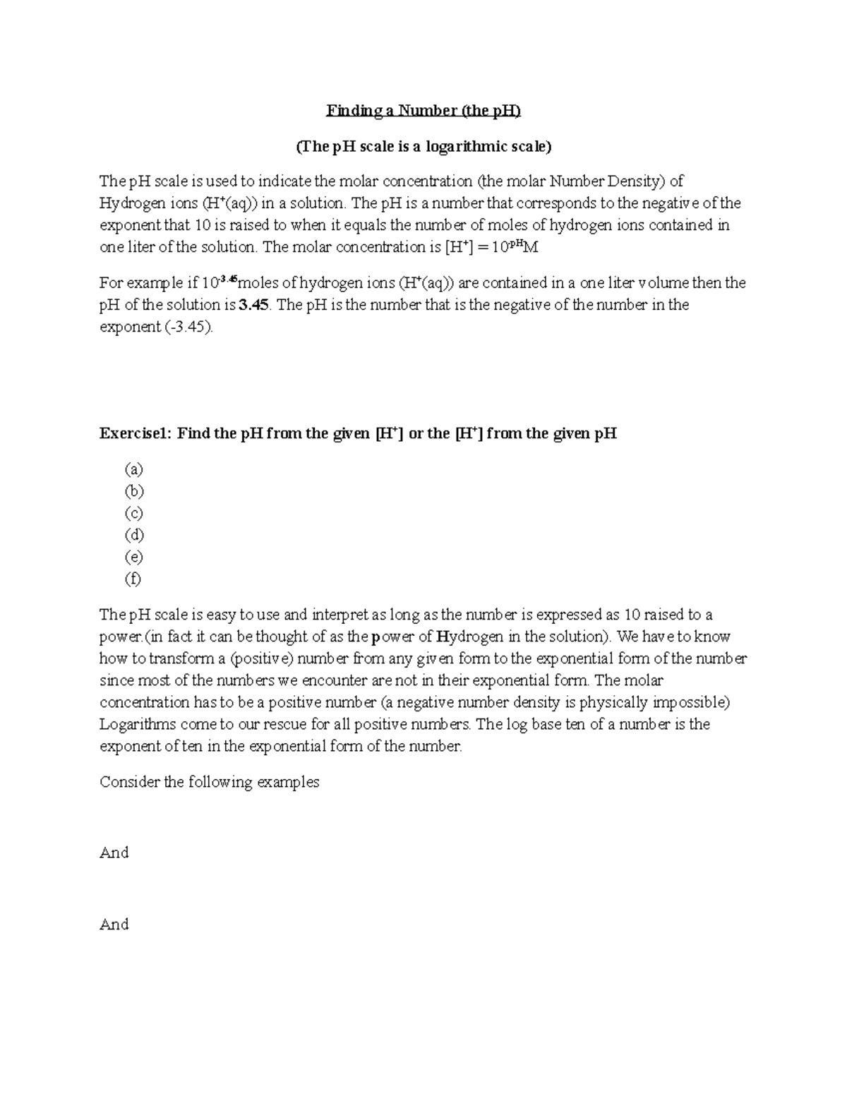 Calculating+p H - calculating pH - Finding a Number (the pH) (The pH ...