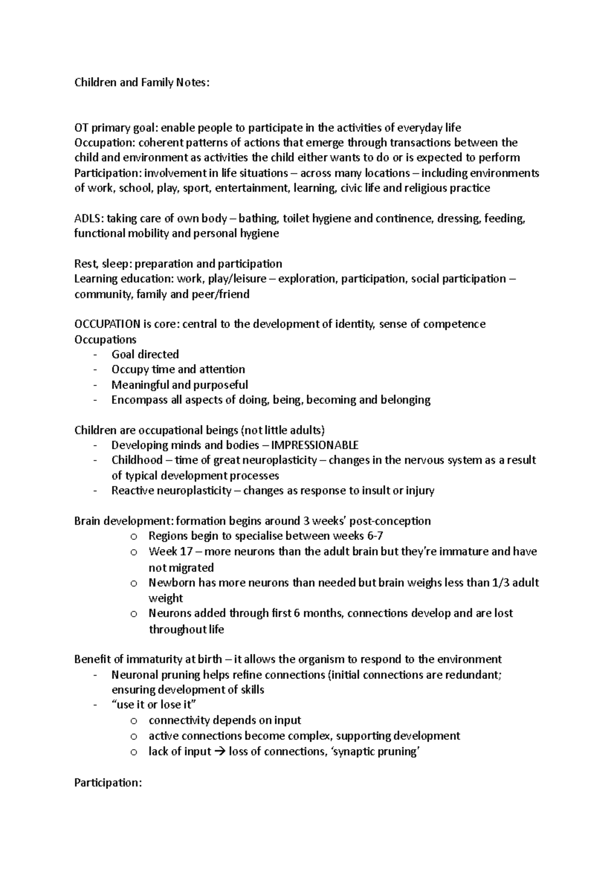 Children and Family Notes - Studocu