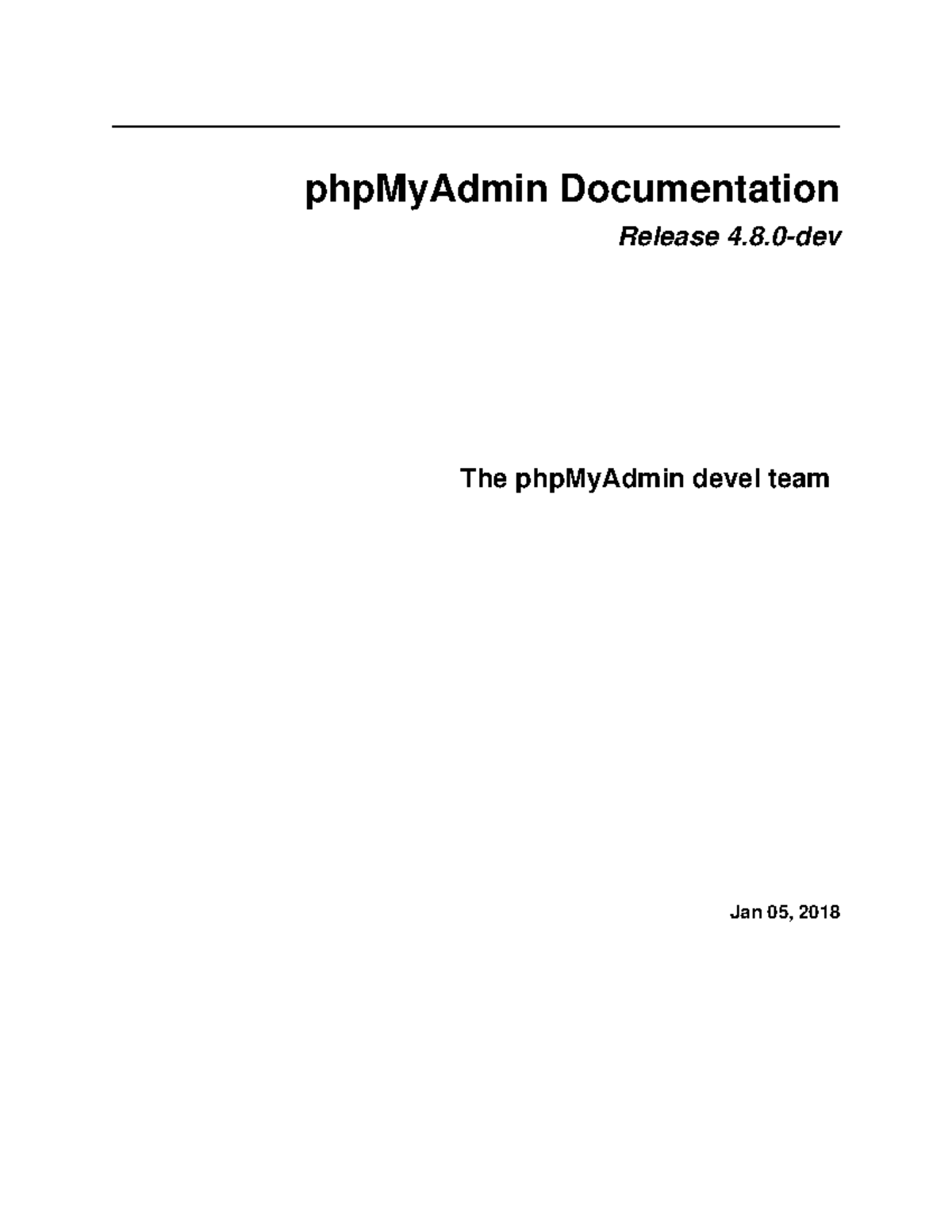 Php My Admin Documentation Hajjime - phpMyAdmin Documentation Release 4 ...