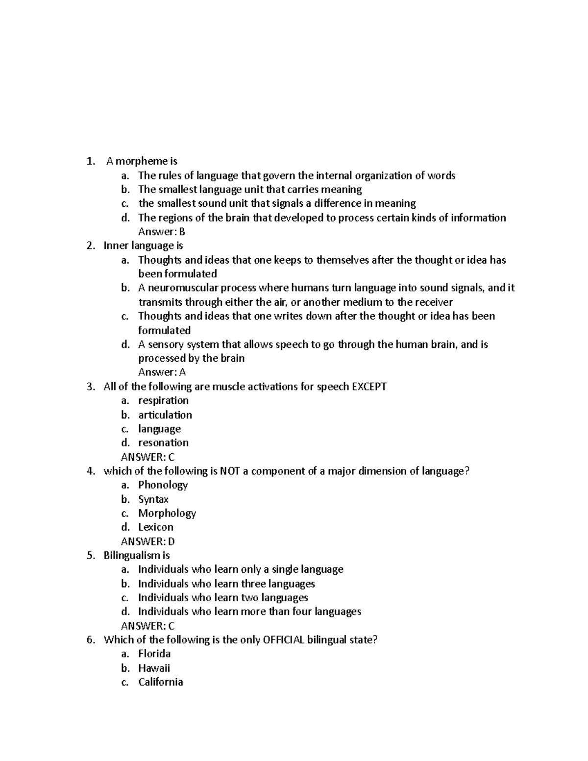 1.1 assignment and activities - A morpheme is a. The rules of language ...