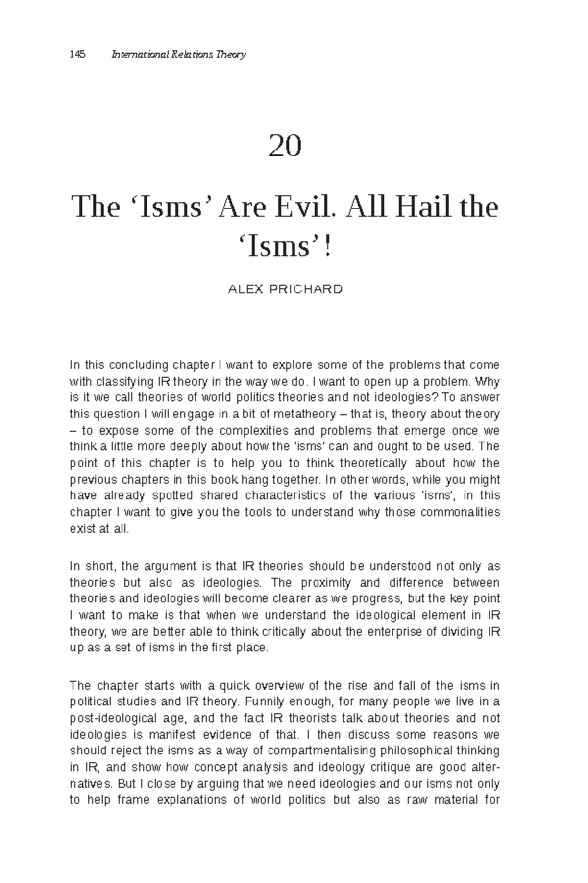 International Relations-80 - All Hail the ‘Isms’! A L E X P R I C H A R ...