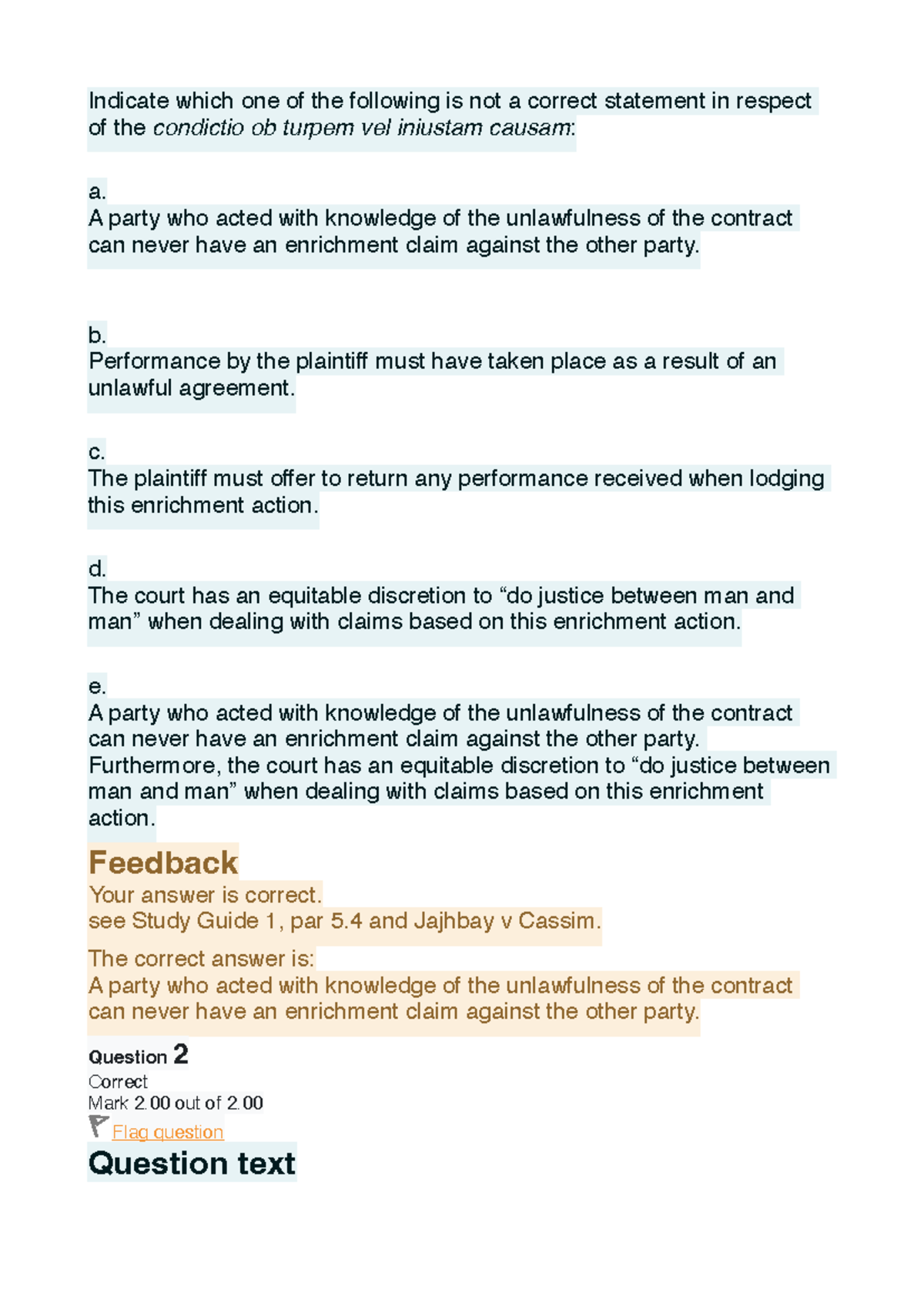 QUIZ notes - Indicate which one of the following is not a correct ...