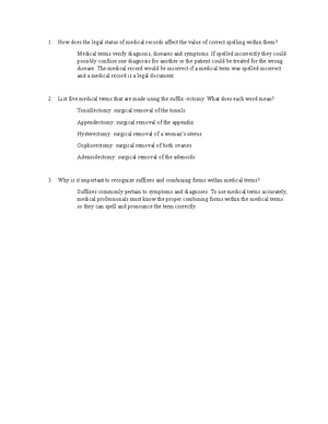 Chapter 2 - ME1160 - introduction to medical terminology. Terminology ...